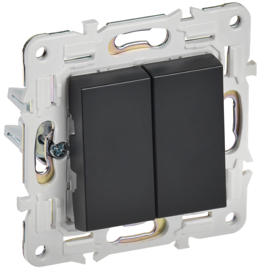 Выключатель IEK / ИЭК Skandy SK-V04Bl , скрытой установки, 10А 230В IP20, черный 75х75х37.5мм, двухклавишный SK-V20-0-10-K02 / переключатель
