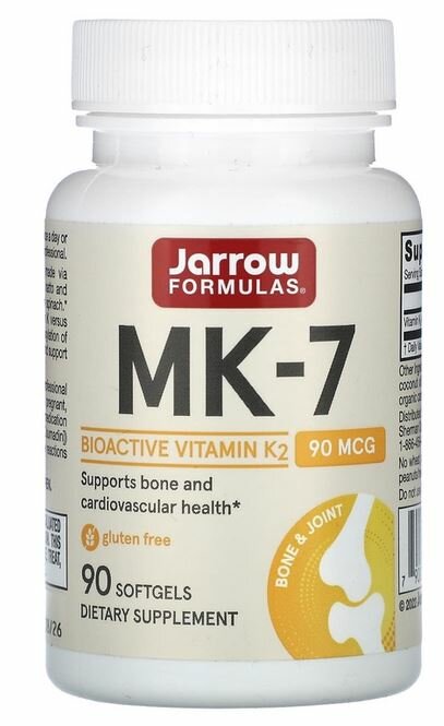 Jarrow Formulas MK-7 (Активная форма Витамина К2) 90 мкг 90 гелевых капсул (Jarrow Formulas)