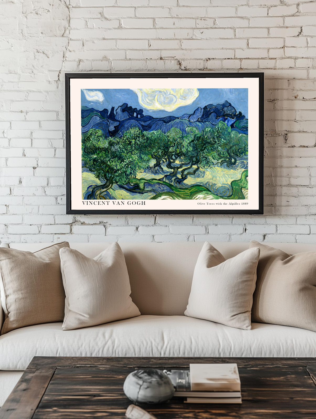 Постер "Винсент Ван Гог - Оливковые деревья с Альпийскими горами, 1889" 50x70 в раме