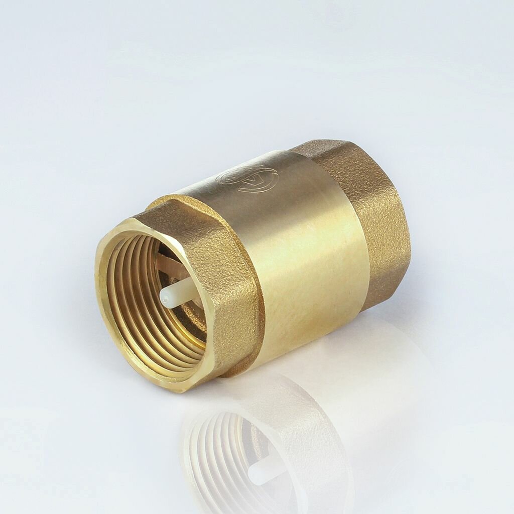 Клапан обратный латунь осевой 3001 Ду 15 Ру16 Тмакс 100 оС ВР 1/2" диск нейлон шток пластик Aquasfera 3001-01