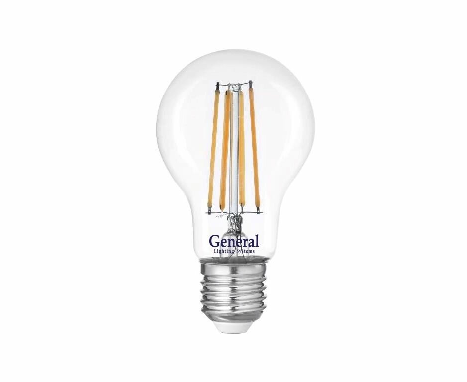 General филамент ЛОН A60 E27 15W 6500K 6K 60x105 (нитевидная) прозр. 660318
