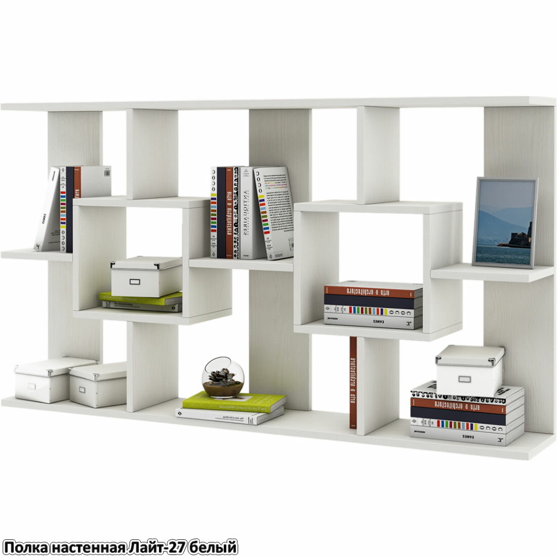 Полка Лайт-27 Белый, ЛДСП, МФ Владимир VMF, 125х70х20 см.