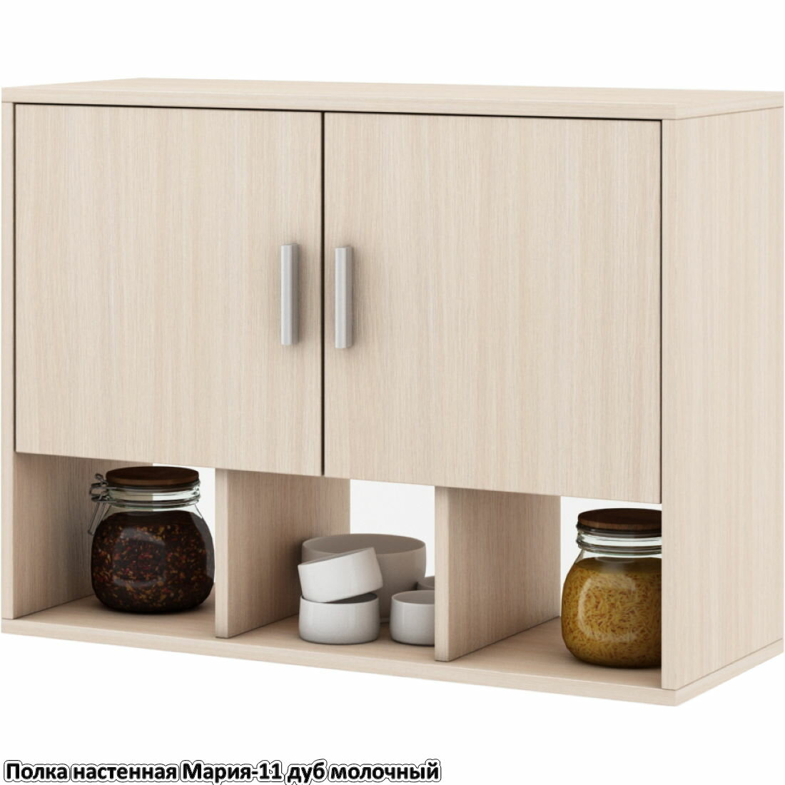 Полка настенная Мария-11 Дуб-молочный, ЛДСП, МФ Владимир VMF, 80х60х30 см.