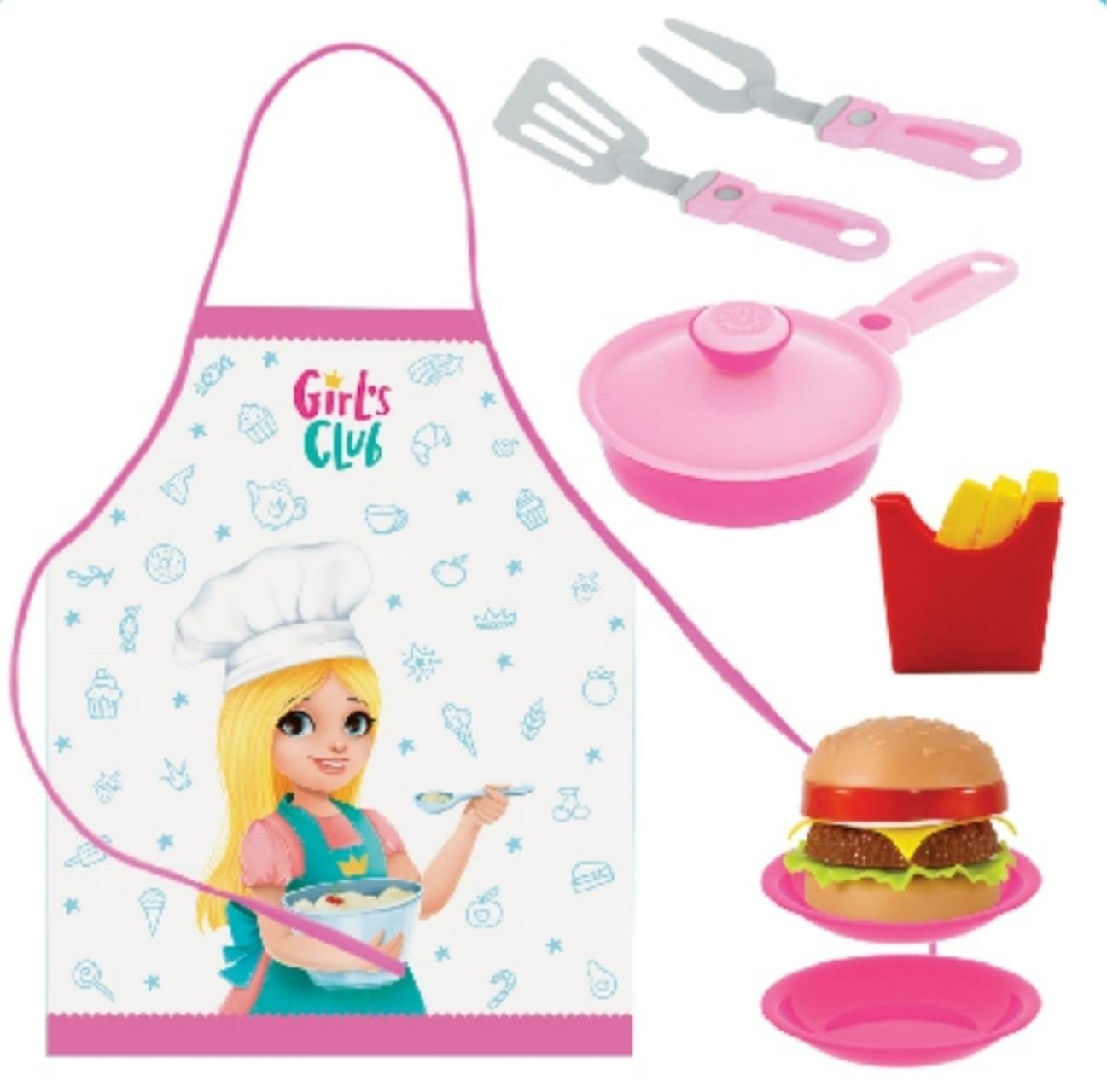 Игровой набор Girl's Club "Повар", 13 элементов, розовый, пластик/текстиль, 30х26х6 см