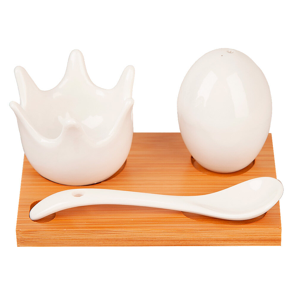 Набор подставка для яйца, солонка, ложка "Naturel" , Nouvelle