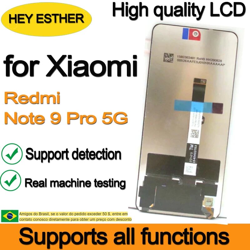 Оригинальный IPS 120 Гц 6,67 'Замена для Xiaomi Redmi Note 9 Pro 5G ЖК-дисплей сенсорный экран M2007J17C