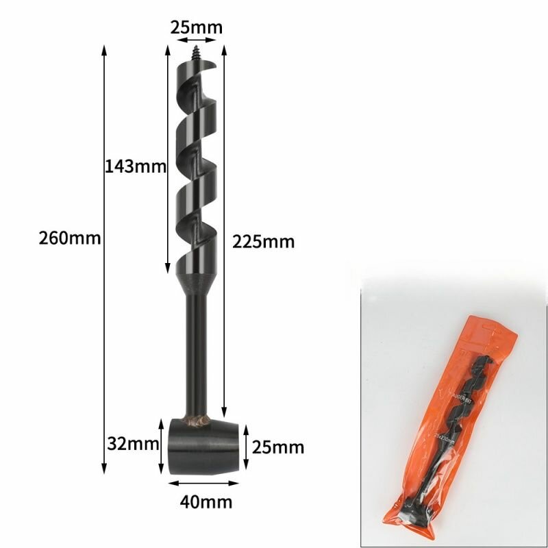 Ручной шнековый ключ ручной работы по дереву Сверло 25*260 мм