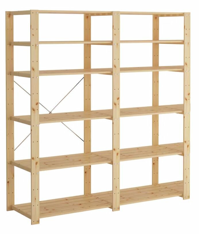 Стеллаж IKEA Hejne 154x30x171 см , 12 полок из реек, сосна