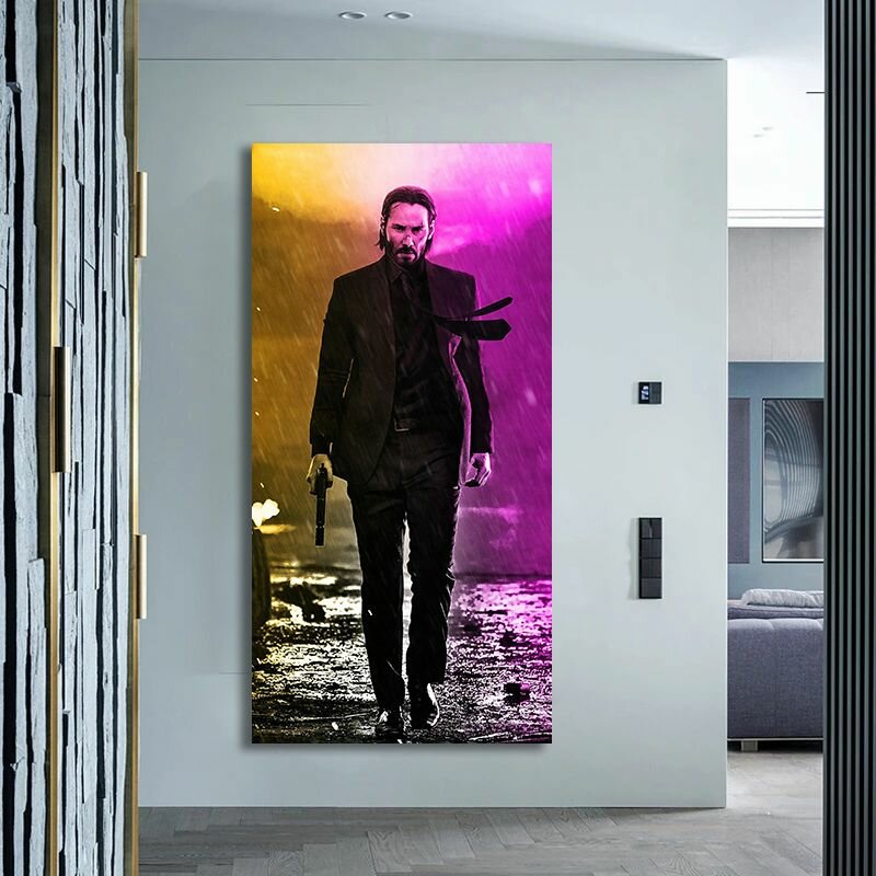 Картина "Джон Уик", на подрамнике, 40x80см, холст, печать, дерево