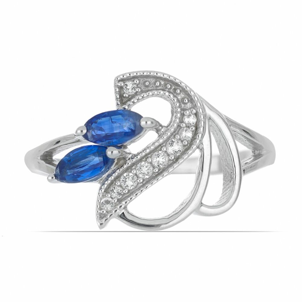 Кольцо, серебро, 925 проба, родирование, кианит, топаз