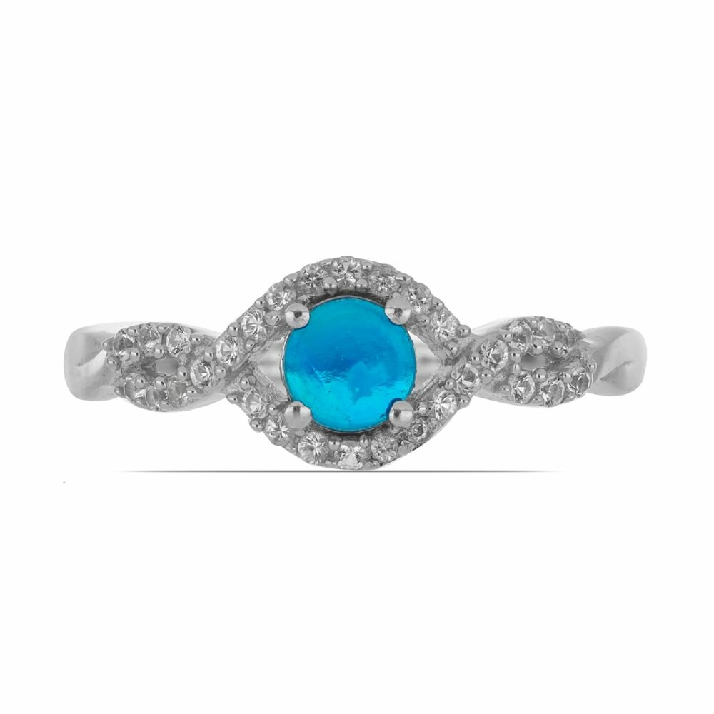 Кольцо, серебро, 925 проба, родирование, опал, топаз