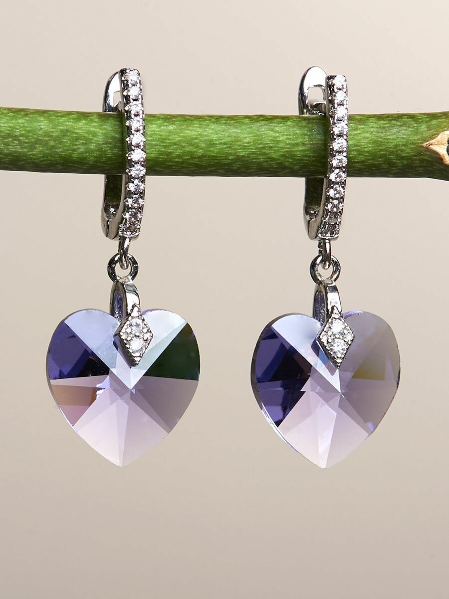 Серьги, стекло, кристалл, кристаллы Swarovski