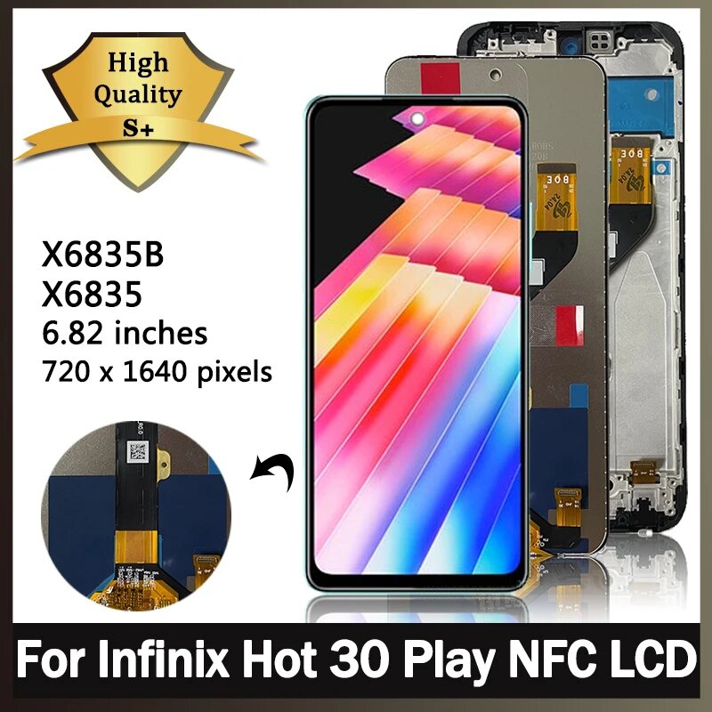 Горячая Распродажа, 30 Play экран дисплея для Infinix Hot 30 Play NFC LCD X6835 Black NO Frame