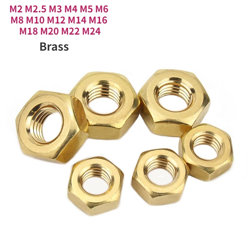 Шестигранные гайки из латуни M2-M24 M5--20pcs