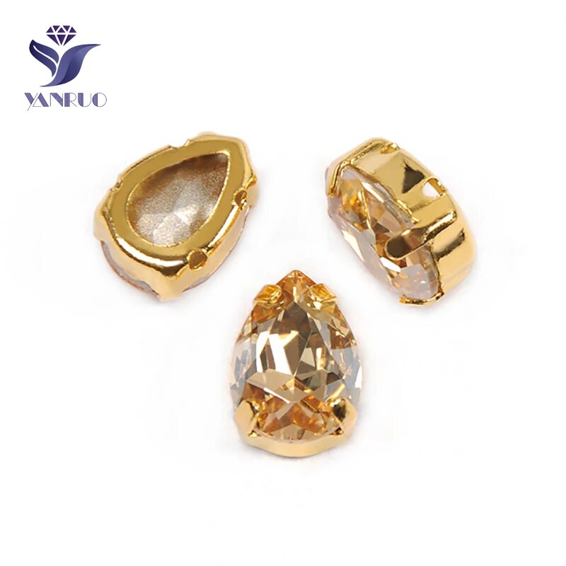 YANRUO 4320 Золотые кристаллы With Gold Claw 10x14mm 12Pcs