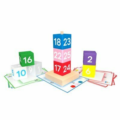 Набор Математическая Башня (платформа, кубики, карточки с заданиями, дерево, от 3 лет) Н-131