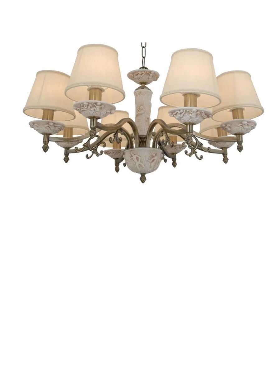 Люстра newrgy lighting 85668/8AAB+BGE, античная бронза, цоколь Е14, 60 Вт, свет нейтральный белый, для кабинета — фото 1