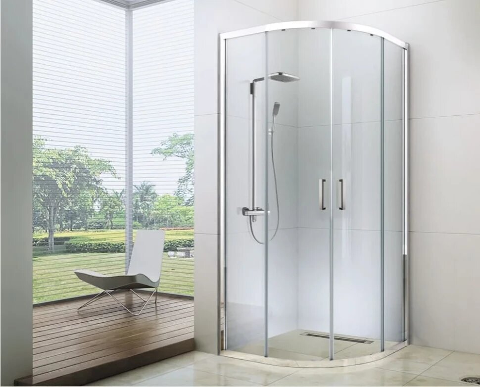Душевой уголок Berges Solo R 061120 100x100 см, профиль хром, стекло прозрачное