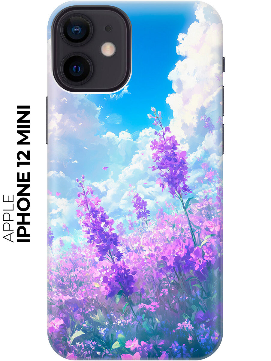 Силиконовый чехол на Apple iPhone 12 Mini с принтом "Поле лаванды"