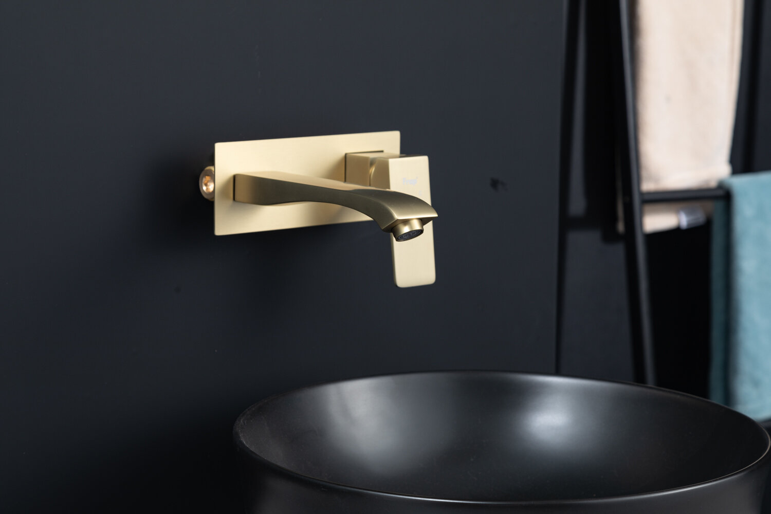 Смеситель для раковины Frap F1276-3 золотой сатин, настенный встраиваемый, латунь