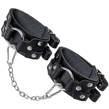 Pecado BDSM Оковы с двумя ремешками, чёрные Из натуральной кожи