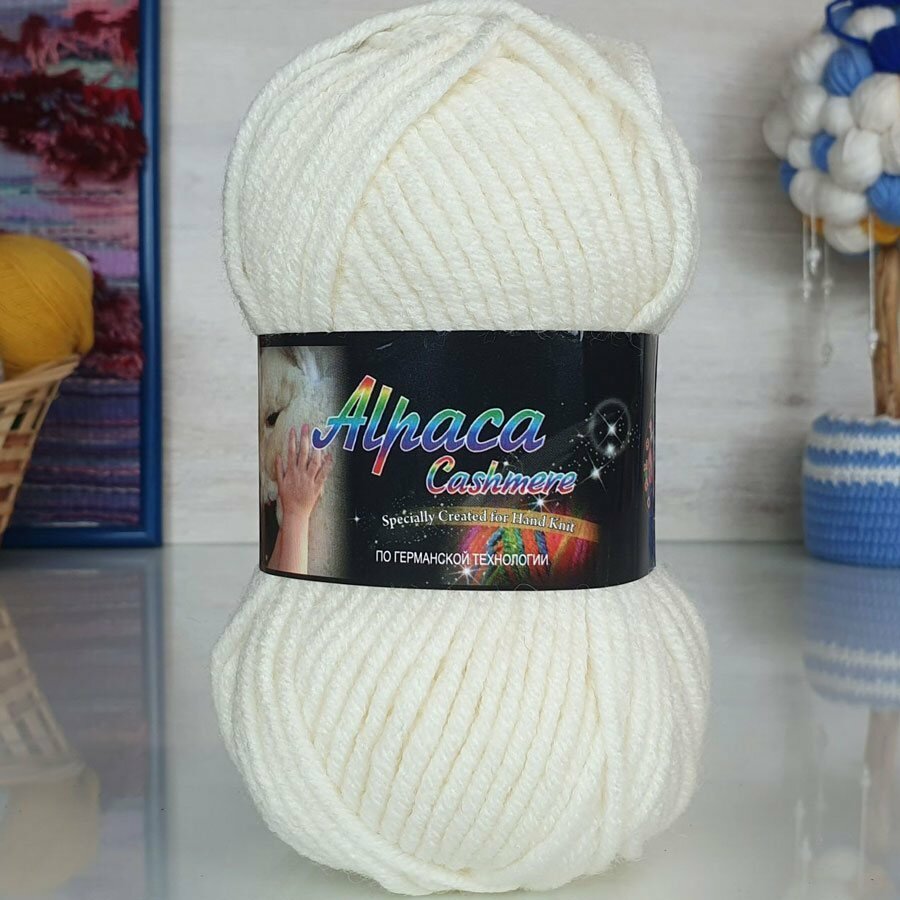 Пряжа Color City альпака кашемир 2002 молочный (10 мотков)