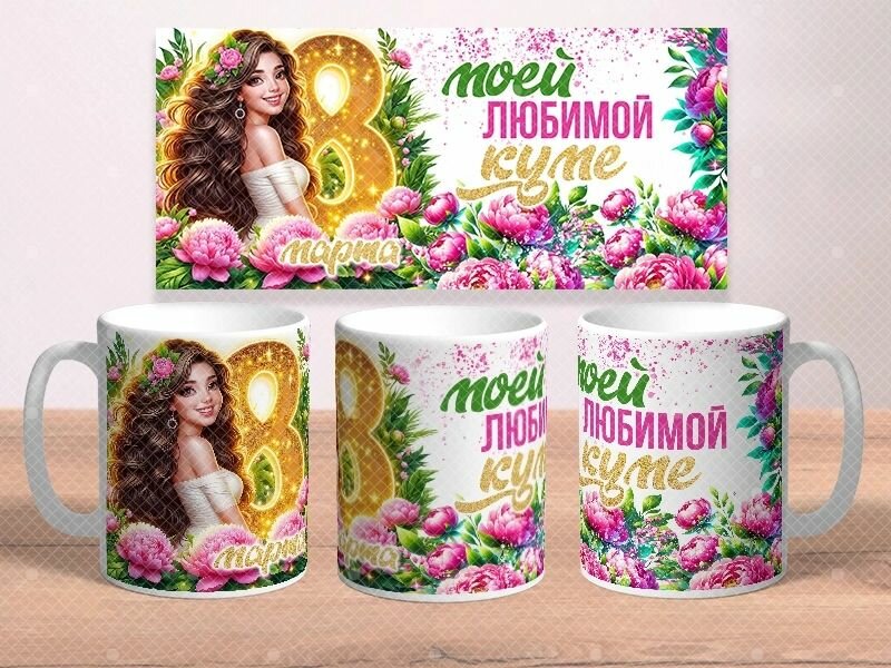Кружка, с 8 марта любимая кума