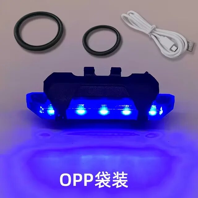 Велолампа USB перезаряжаемая синяя