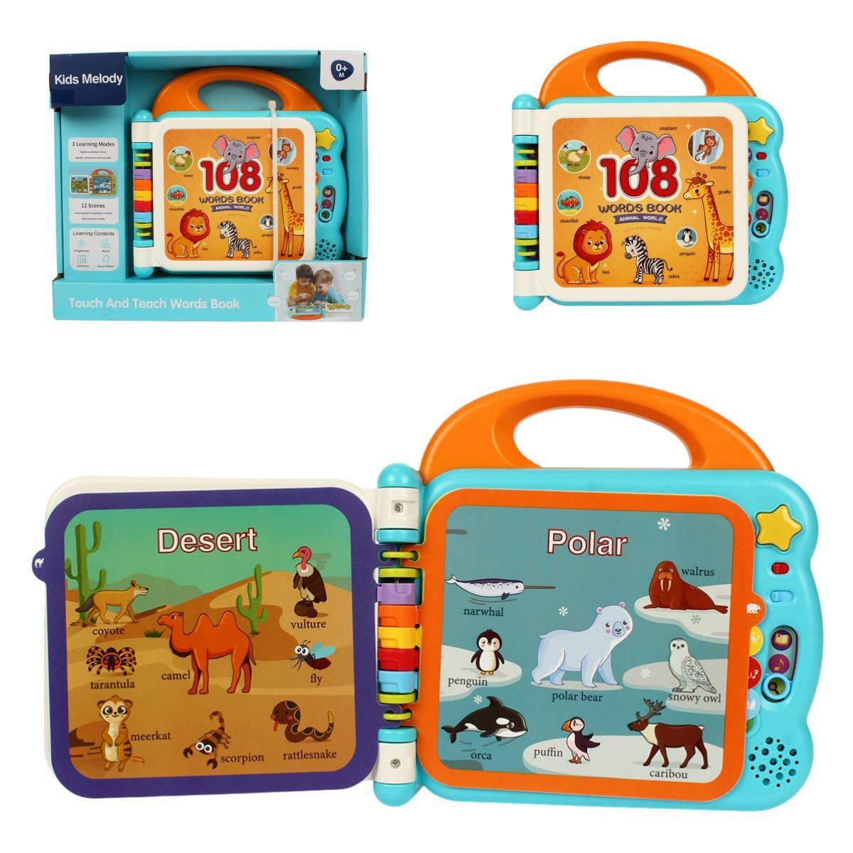 Интерактивная книга '108 Words Book', пластик, 23х4х23см, 3 режима обучения