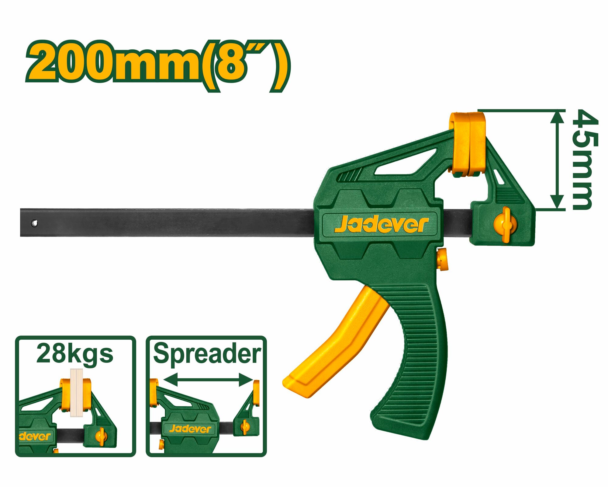 Струбцина быстрозажимная 45*200мм JADEVER JDCP4388