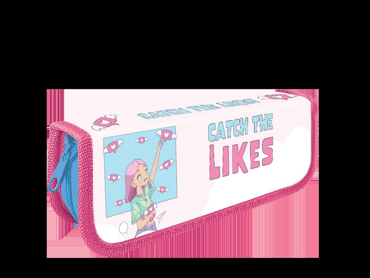 Пенал 'Likes 2024' 190/65, розовый/голубой, молния, для канцтоваров