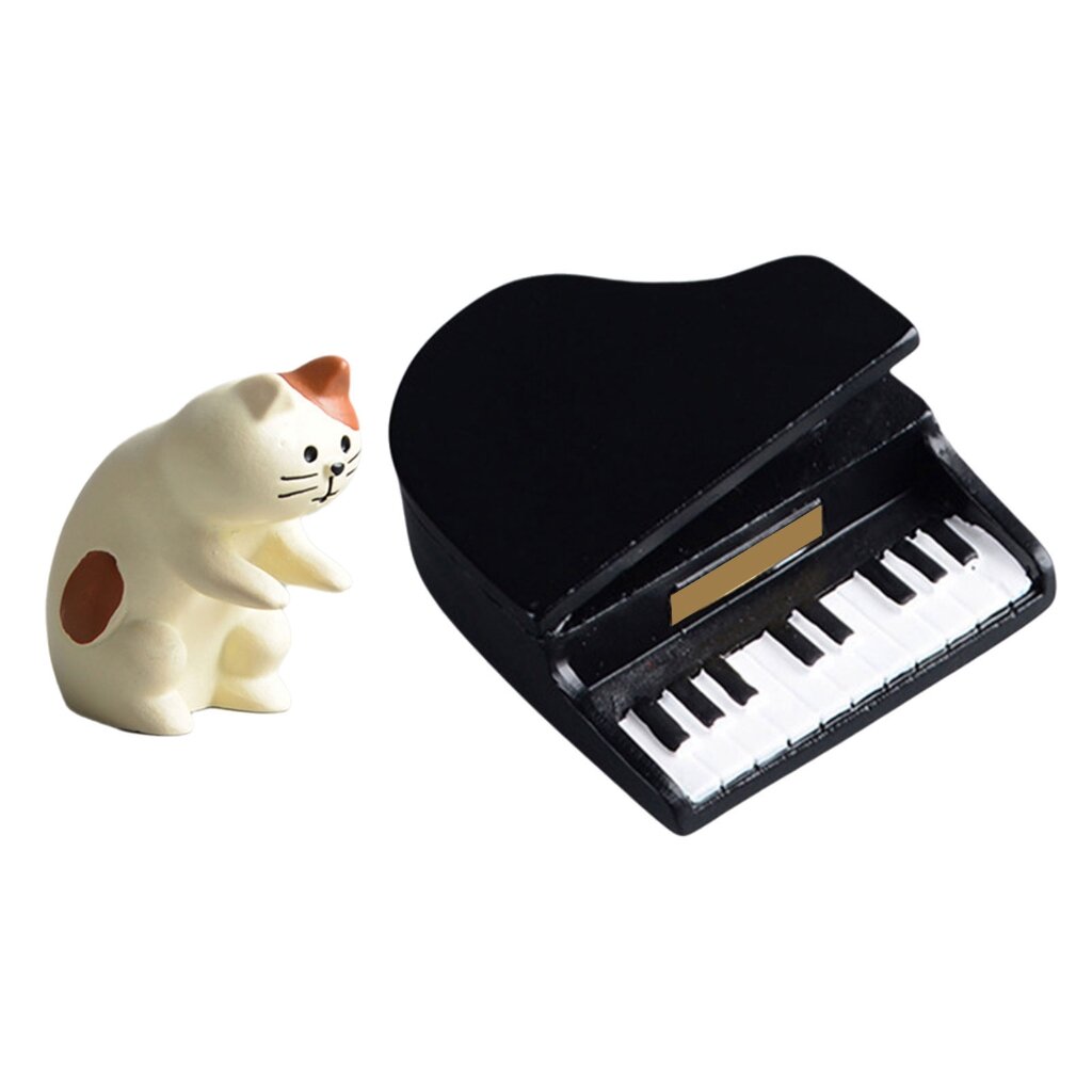 Набор из 2 предметов, украшение для кошки, играющей на пианино-piano cat plus black piano