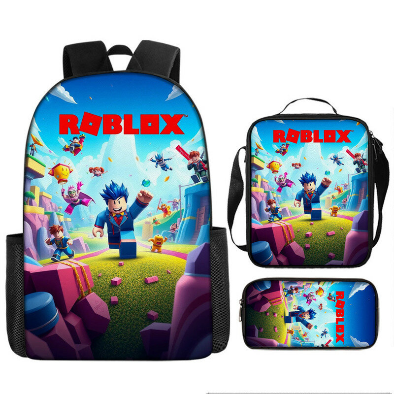 Сумка школьная трех частей / Roblox /с чехлом для карандашей и сумка мессенджер