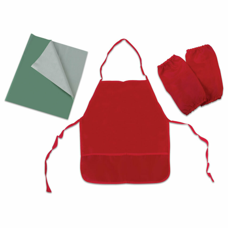 Набор для уроков труда пифагор, клеенка ПВХ, накидка фартук с нарукавниками, красная, 227061, 227061