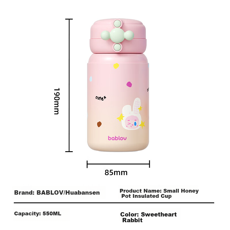 BABLOV Flower Companion Insulated Cup Women's Straw Cup 316 Stainless Steel Water Cup Portable Student Outdoor Water Cup