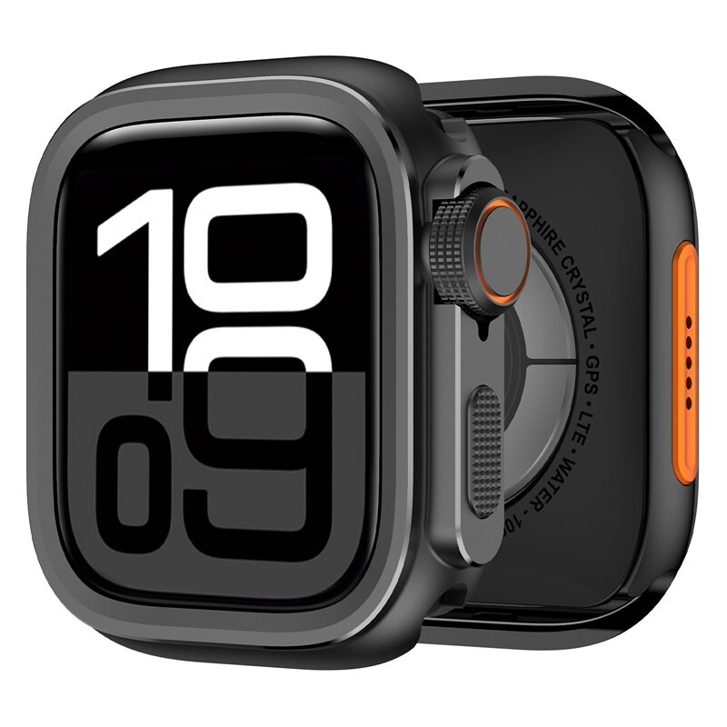 Металлический корпус для Apple Watch Series 10 46-миллиметровый защитный бампер с задней крышкой Придаст iWatch ультрасовременный вид, металл, чехол, black, SKU00537