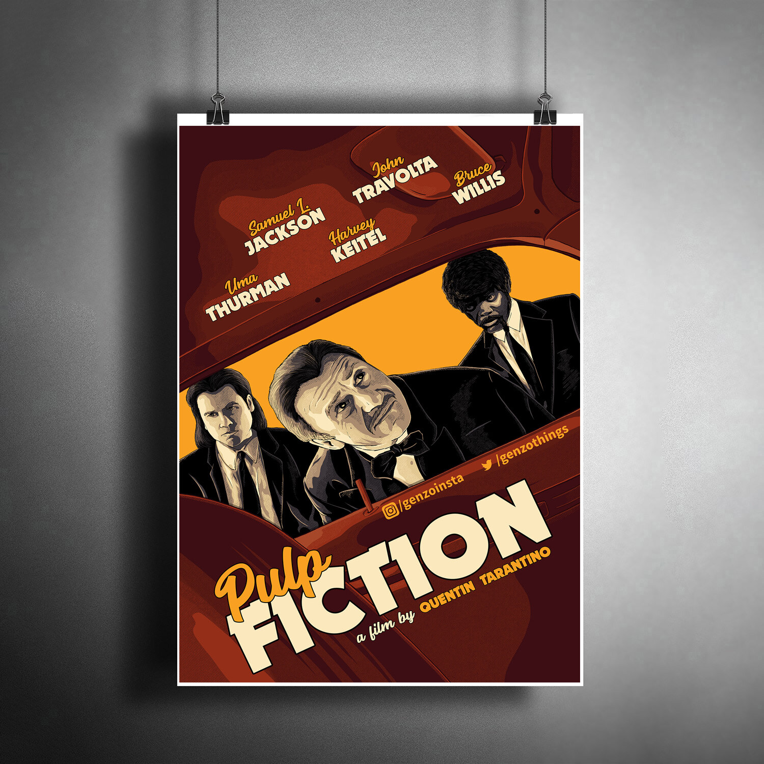 Постер плакат Криминальное чтиво. Pulp Fiction / размер A3 (30 x 42 см) / Декор дома, офиса, комнаты