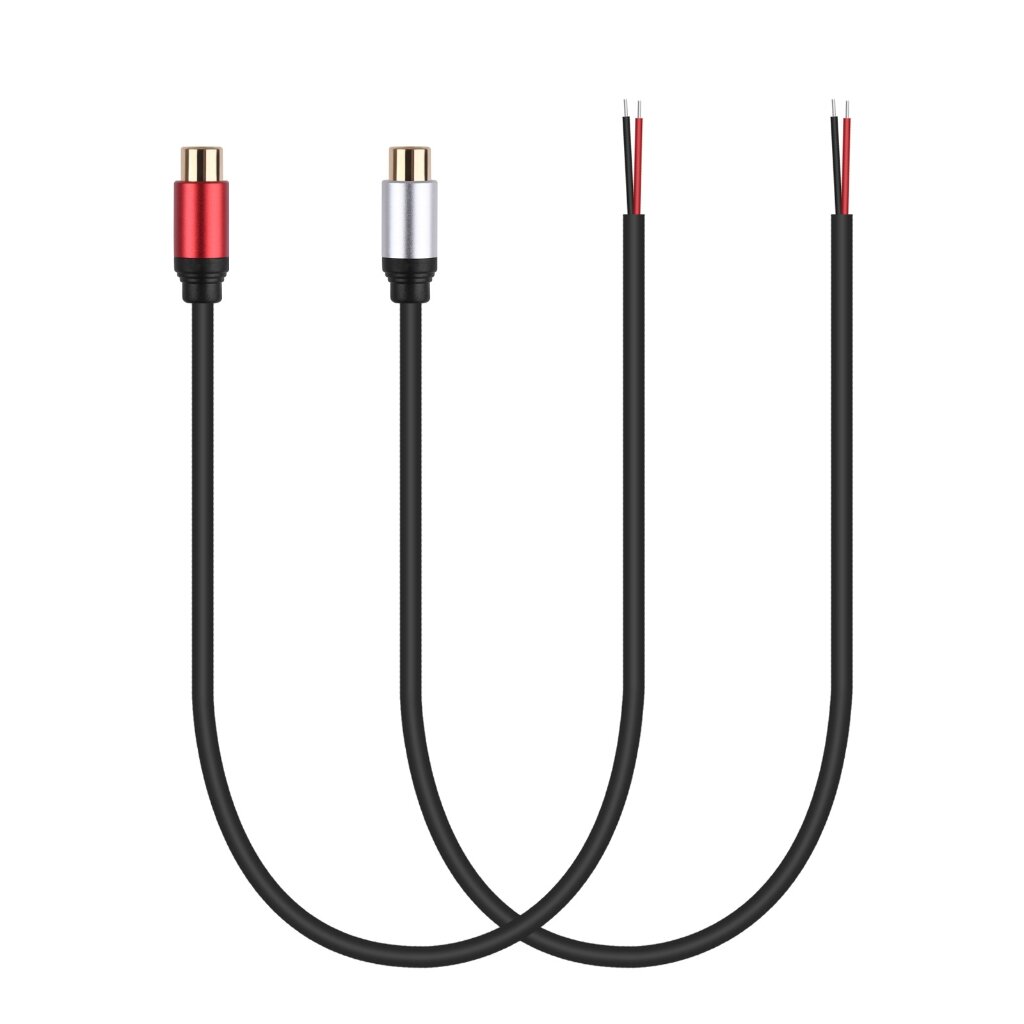 Аудиокабель RCA с гнездовым разъемом lotus head к оголенному проводу подходит для усилителя динамиков-красный и серебристый
