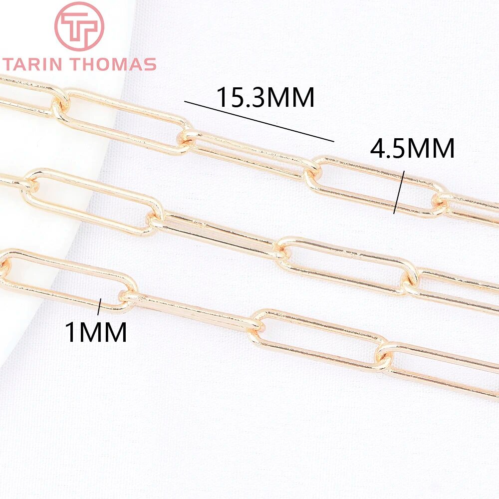 Цепочка TARIN THOMAS 15.3x4.5 мм, 1 мм, 24K Gold Color