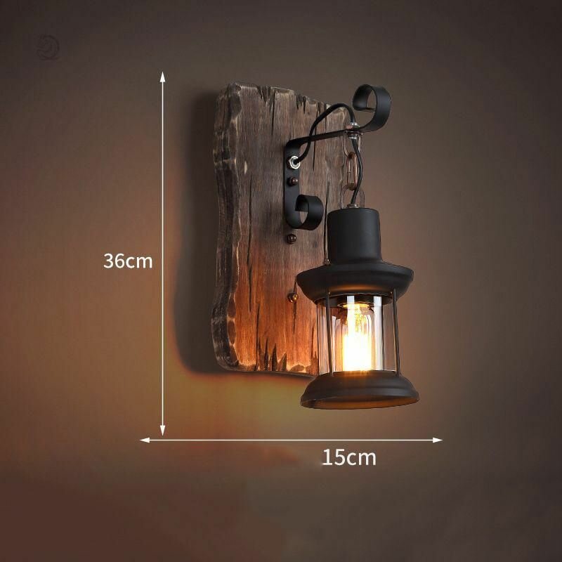 Настенный светильник Q82B с деревянным корпусом и стеклянным абажуром — элегантное решение для кафе, ресторанов и дома