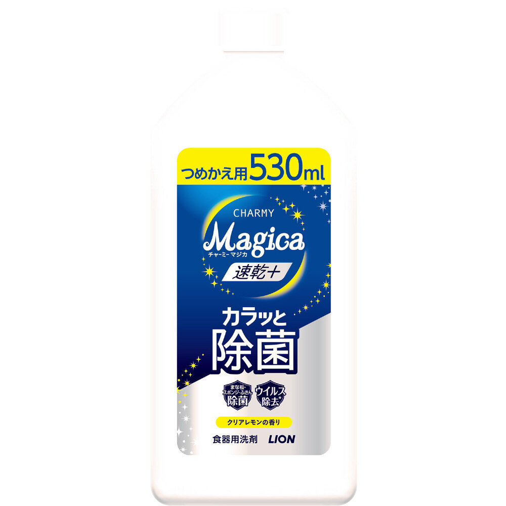 Средство для мытья посуды LION Charmy Magica Quick Dry+ с ароматом лимона, 530 мл, бут.