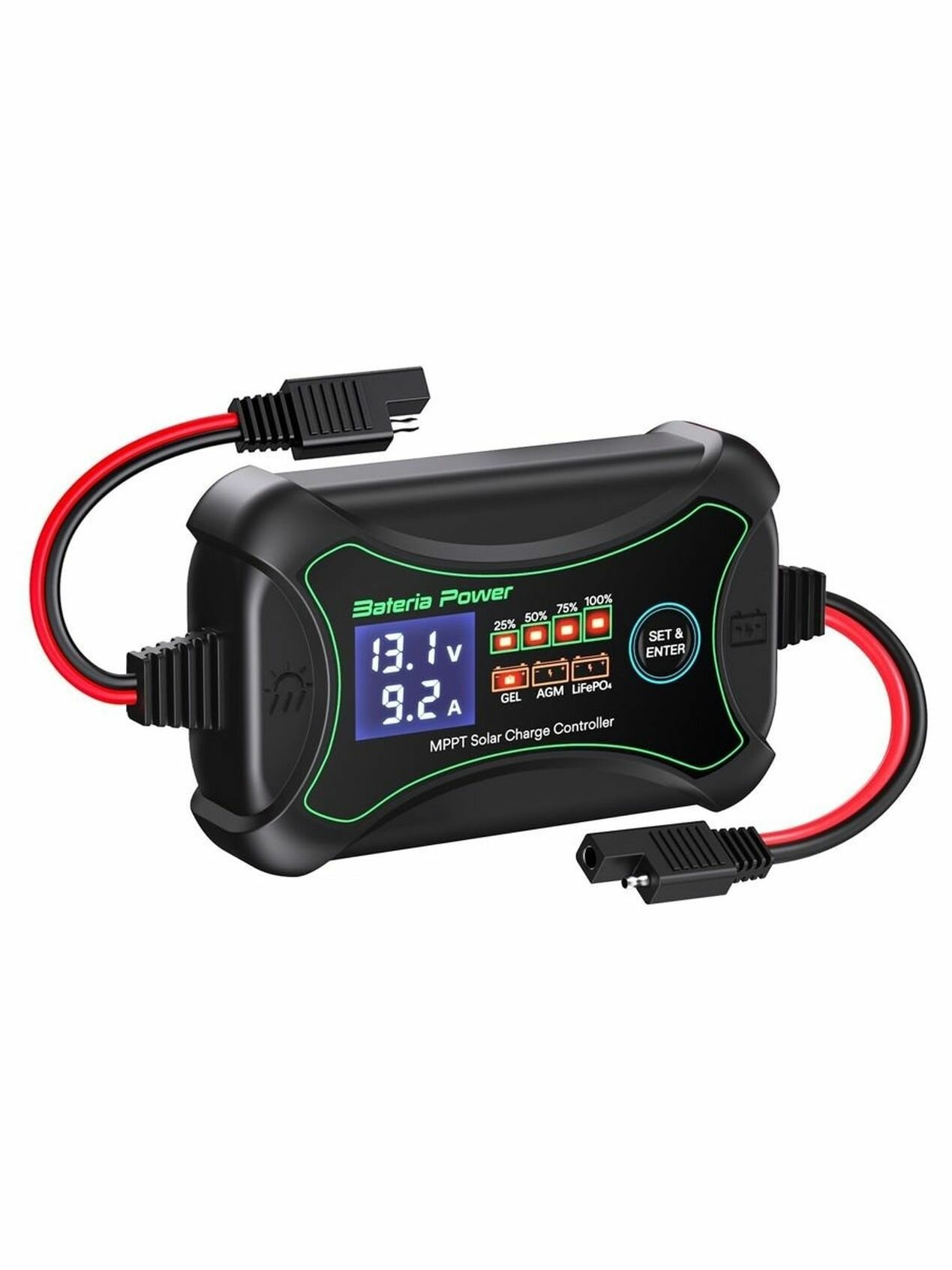 Солнечный контроллер заряда MPPT 12 В, 10А, Bateria Power
