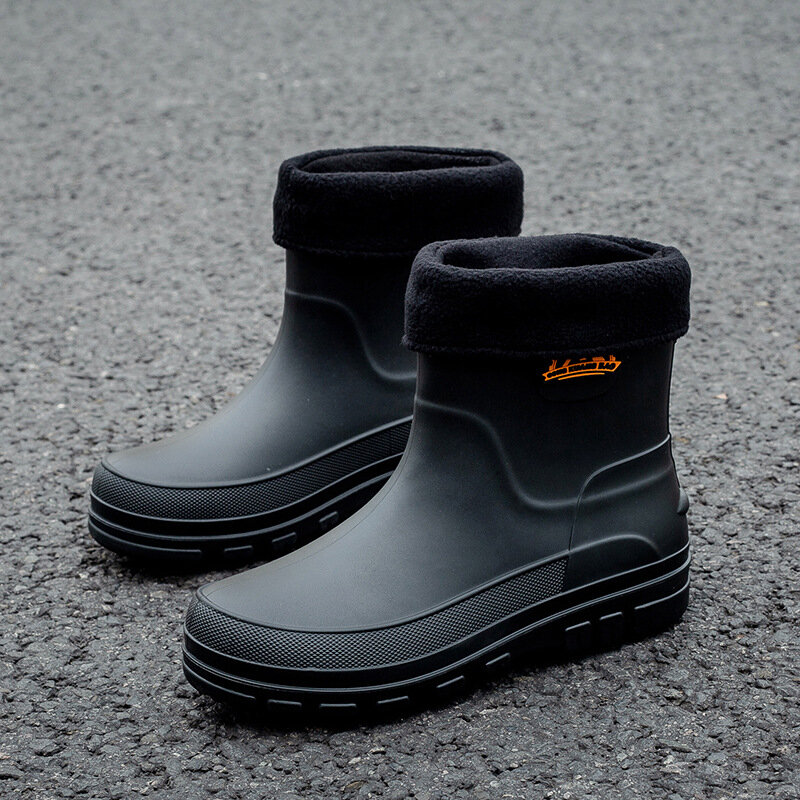 Полусапожки модные корейские короткие мужские резиновые сапоги водонепроницаемые нескользящие резиновые сапоги новые износостойкие повседневные резиновые туфли