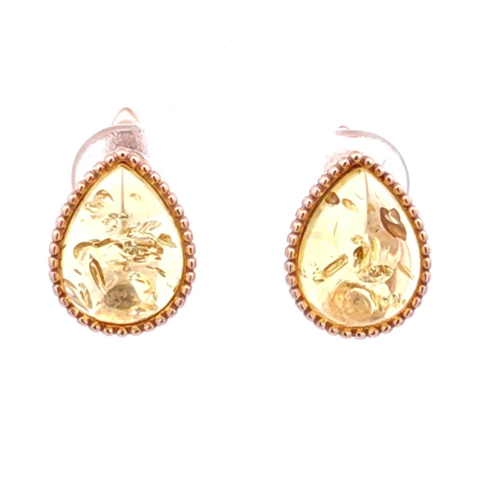 Серьги, серебро, 925 проба, золочение, янтарь