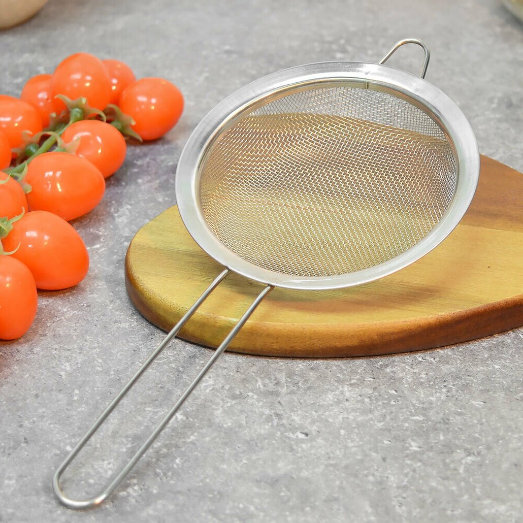 Сито кухонное 120мм, нержавеющая сталь, с металлической ручкой, для просеивания муки/сахара