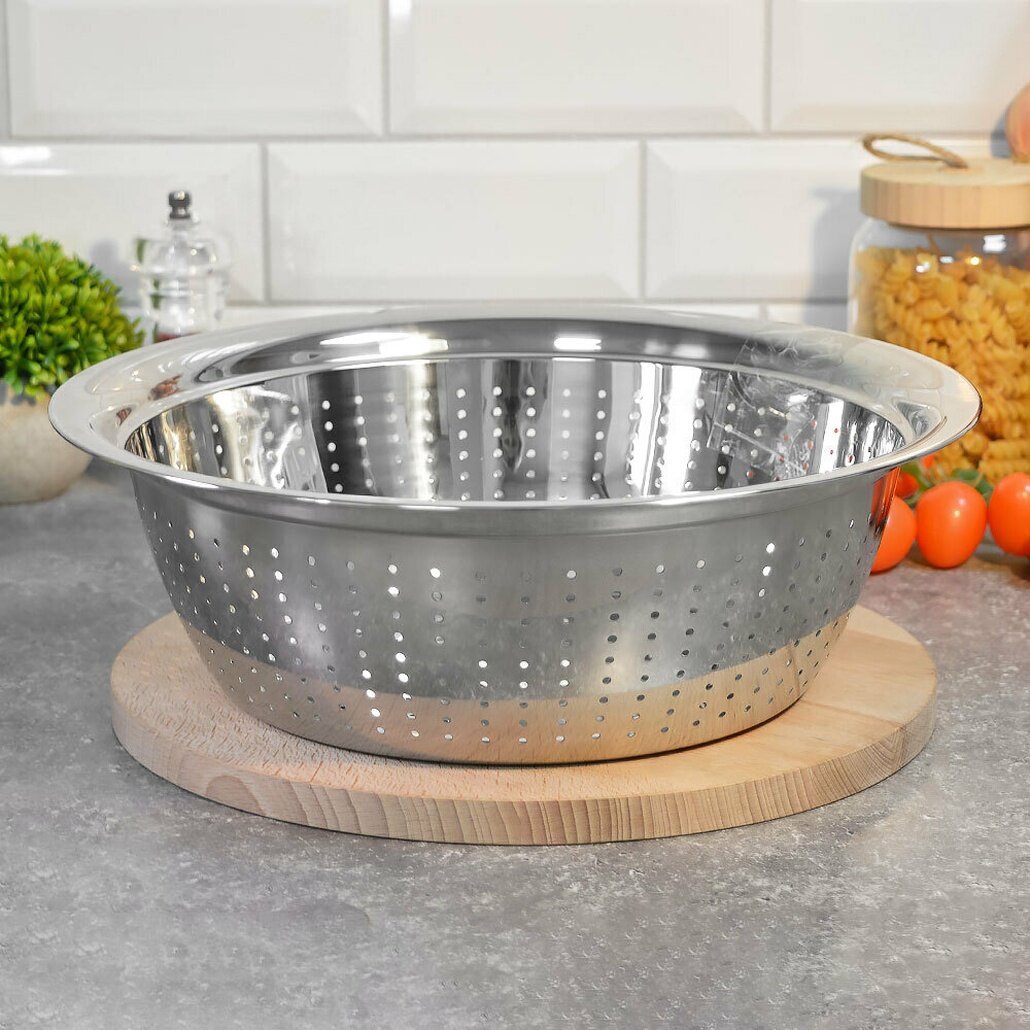 Дуршлаг 32см из нержавеющей стали, прочный, устойчивый к коррозии