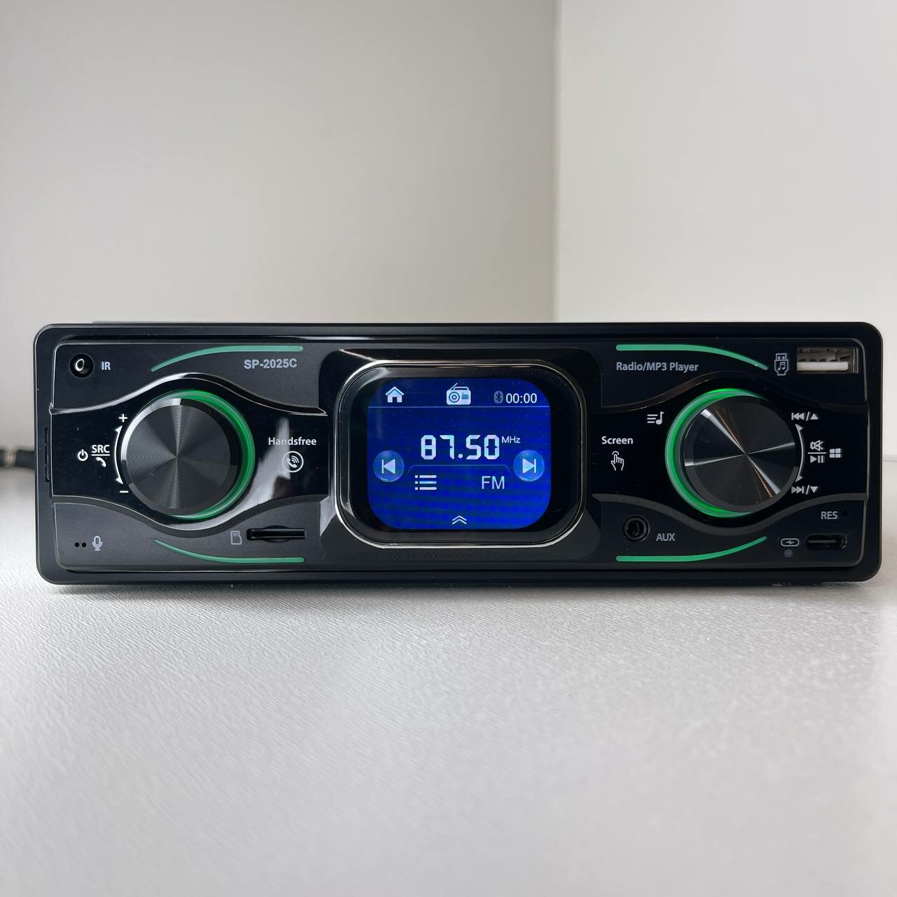 Магнитола SP-2025C, 1DIN, многоцветная, Bluetooth, AUX, USB