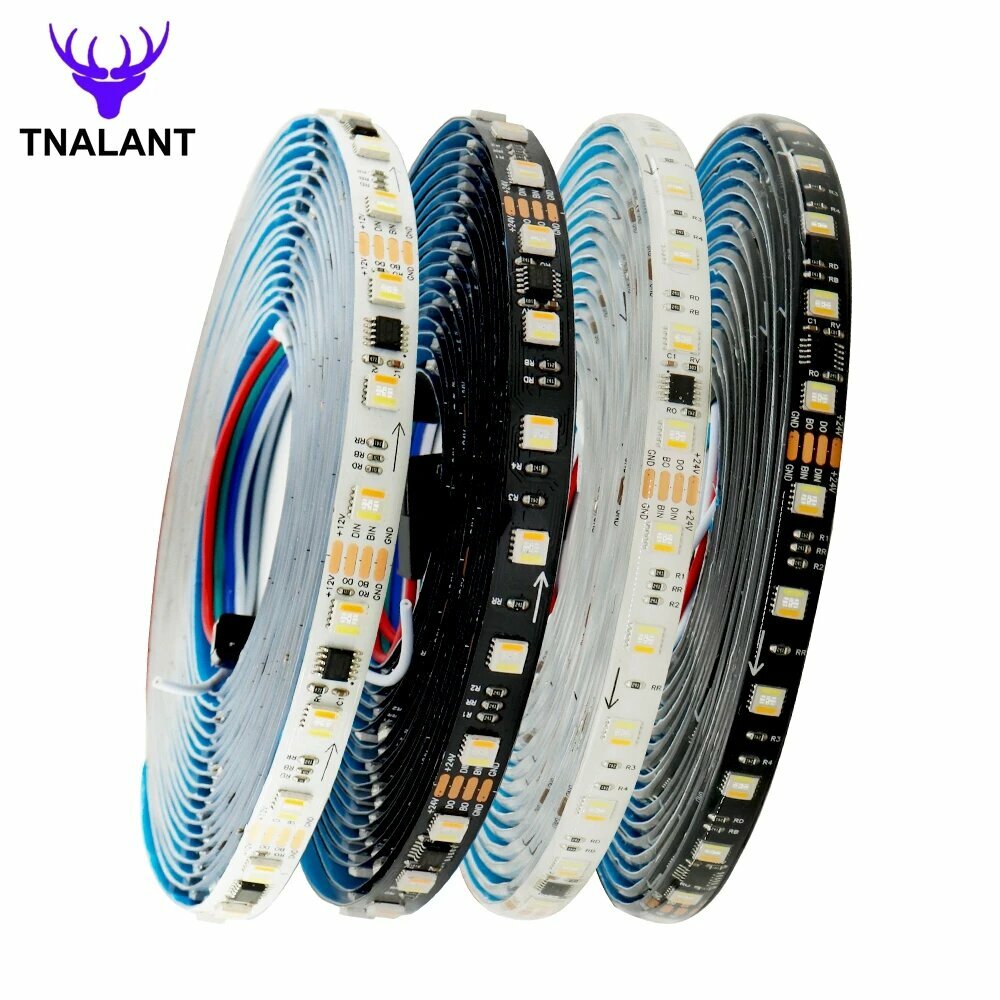 TNALANT WS2805 RGBCCT пиксельная светодиодная лента 60 светодиодов/м DC24V White PCB, 1M 60 IP30