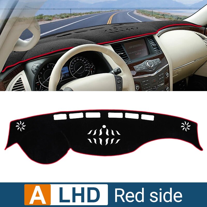 Коврик на приборную панель Nissan Patrol Y62 2010-2023, A LHD Red Side