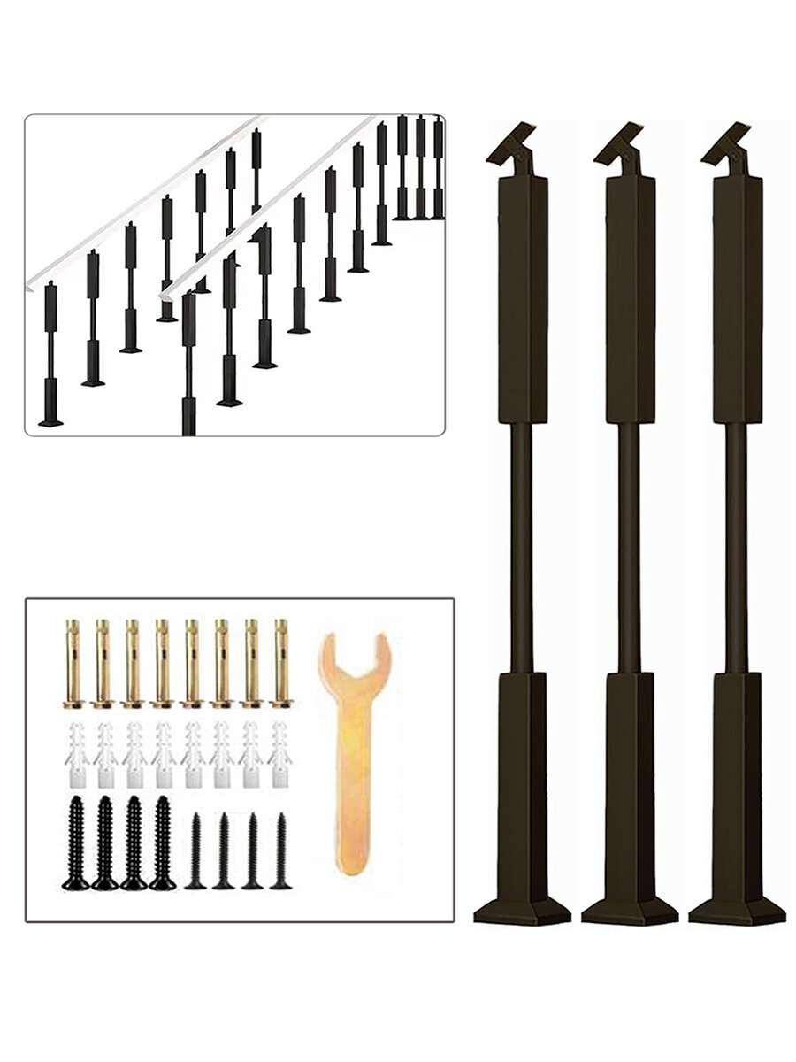 Металлические стойки для перил, 270 регулируемые для лестниц, крыльца, террасы (дерево, бетон, улица/помещение)